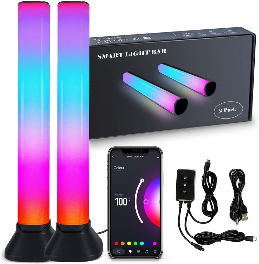 Smart LED RGB Light Bars with APP Round 3-Side RGBIC Intelligent Ambie ...