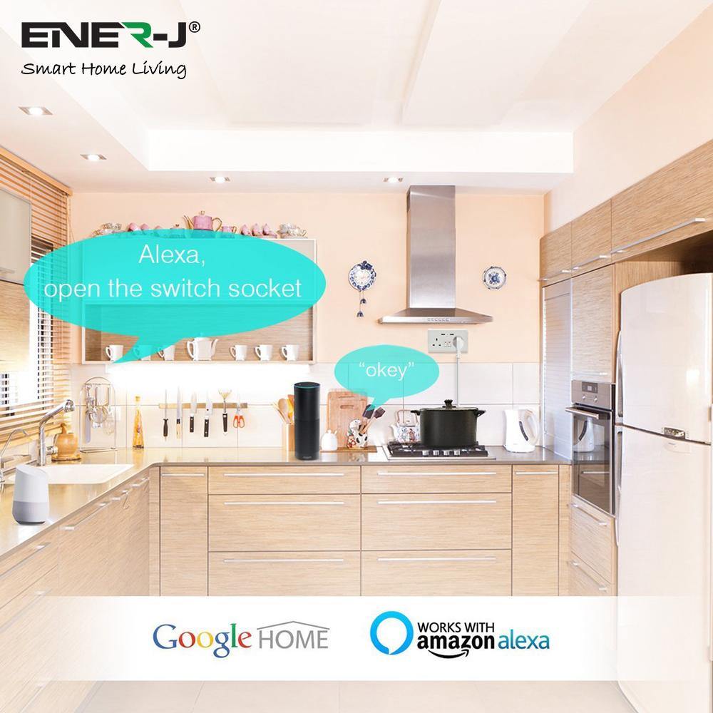 ENERJ 13A Smart WiFi Double Wall Sockets With USB, APP & Voice Control ...