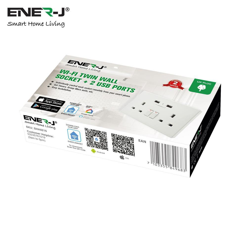 ENERJ 13A Smart WiFi Double Wall Sockets With USB, APP & Voice Control ...